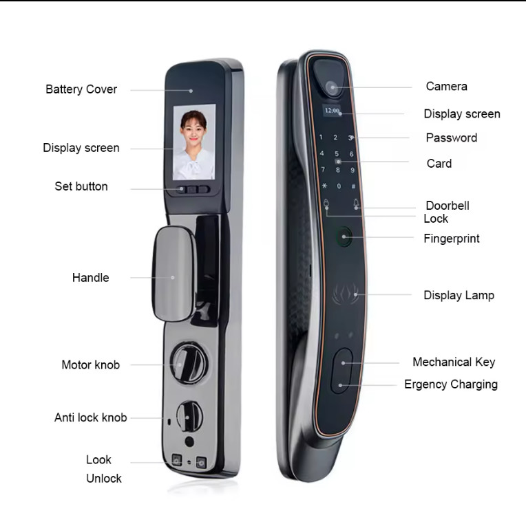 2024 Hot selling Tuya Smart Locks 3D Face Fingerprint lock Recognition ...